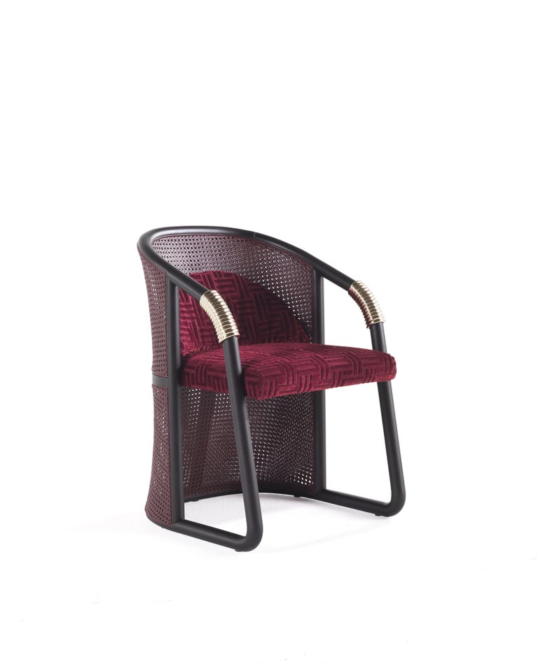 21st Century Hamar Chair in Velvet and Vienna Straw by Etro Home ...