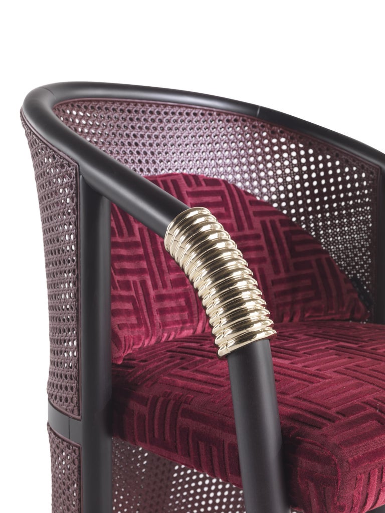 21st Century Hamar Chair in Velvet and Vienna Straw by Etro Home ...