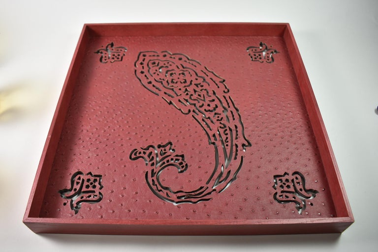 Etro Home Accessory Paisley Leather and Wood Serving Tray, Italy For ...