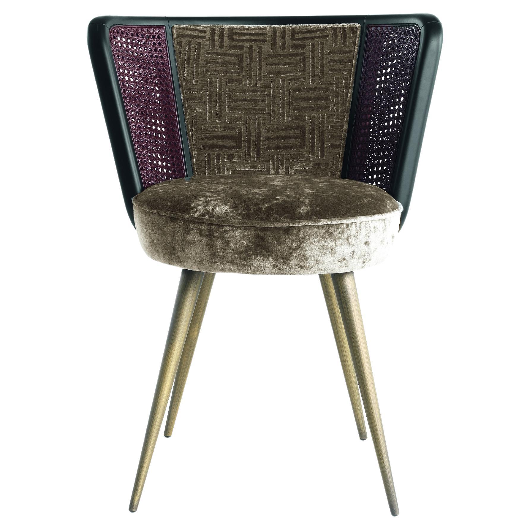 21st Century Hamar Chair in Velvet and Vienna Straw by Etro Home ...