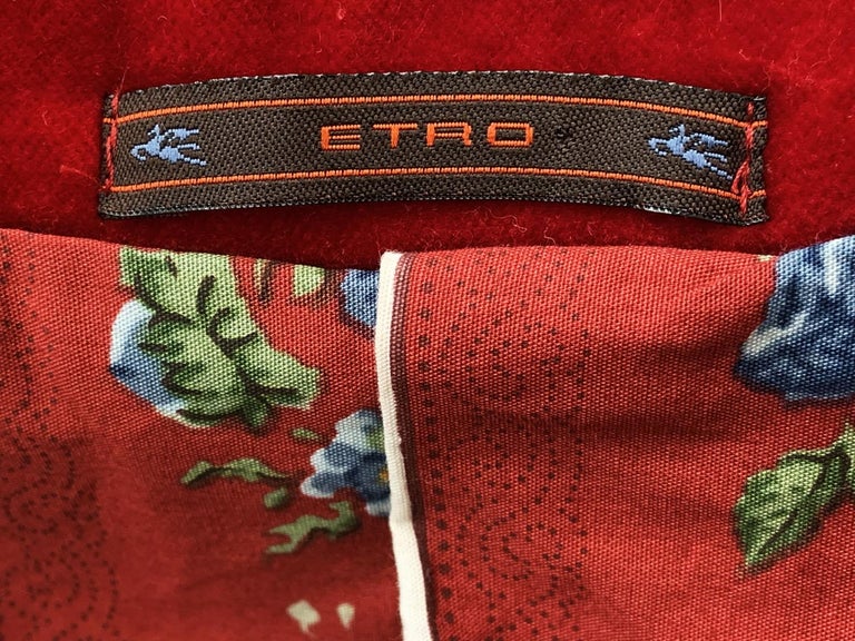 Etro Men's Red Velvet Tuxedo Pant Suit Italian 48/46 For Sale at 1stDibs