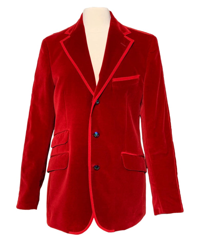 Etro Men's Red Velvet Tuxedo Pant Suit Italian 48/46 For Sale at 1stDibs