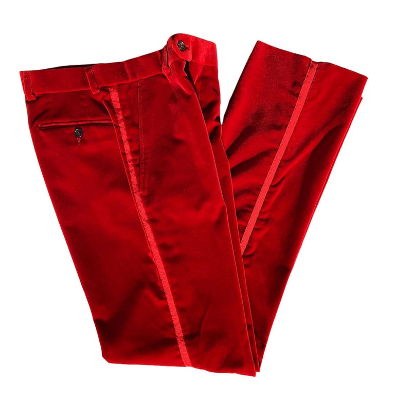 Etro Men's Red Velvet Tuxedo Pant Suit Italian 48/46 For Sale at 1stDibs