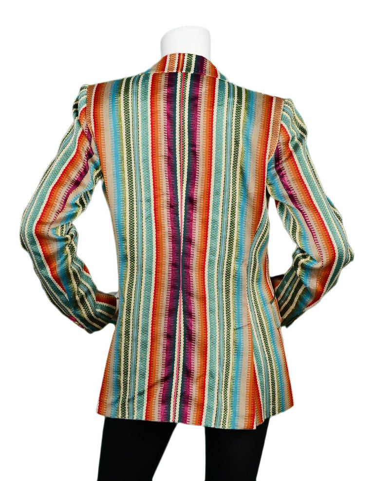 Etro Multi-Color Cotton Blend Striped Jacket/Blazer Sz 44 For Sale at ...
