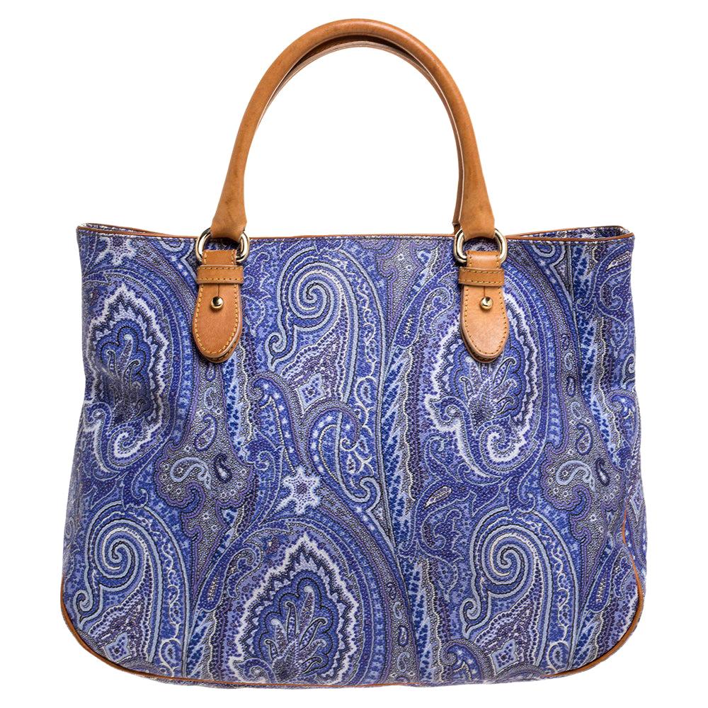 Etro Multicolor Fabric and Leather Tote For Sale at 1stDibs