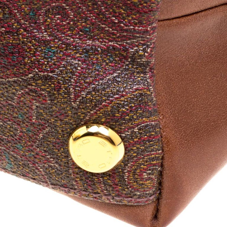 Etro Multicolor Paisley Printed Coated Canvas Crochet Detail Satchel ...