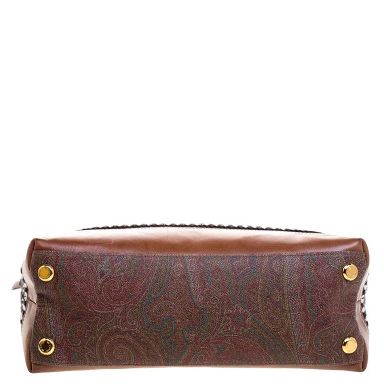 Etro Multicolor Paisley Printed Coated Canvas Crochet Detail Satchel ...