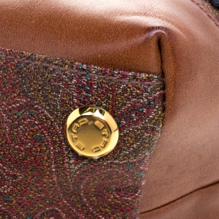 Etro Multicolor Paisley Printed Coated Canvas Crochet Detail Satchel ...