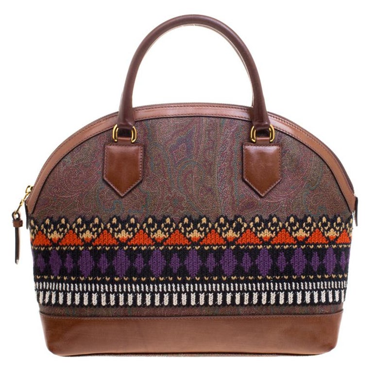 Etro Multicolor Paisley Printed Coated Canvas Crochet Detail Satchel ...