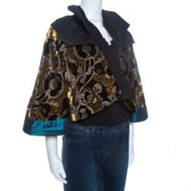 Etro Multicolor Velvet Jacquard Cropped Kimono Jacket S at 1stDibs