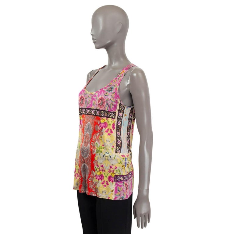 ETRO multicolor viscose FLORAL PATCHWORK Tank Top Shirt 44 L For Sale ...
