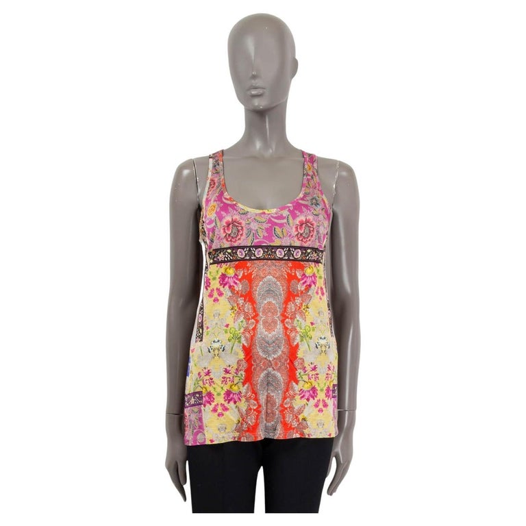 ETRO multicolor viscose FLORAL PATCHWORK Tank Top Shirt 44 L For Sale ...