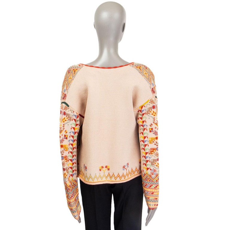 ETRO multicolor wool blend EMBROIDERED OPEN JACQUARD KNIT Jacket 42 M ...