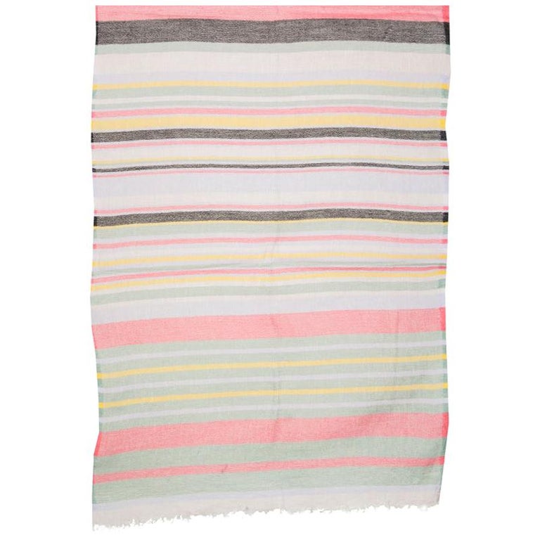 ETRO multicolored STRIPED linen cashmere silk Oblong Scarf For Sale at ...
