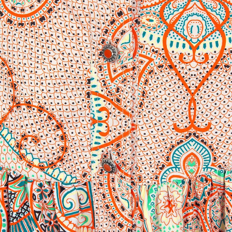 ETRO orange cotton PAPAYA PAISLEY POPLIN MIDI Skirt 44 L For Sale at 1stDibs