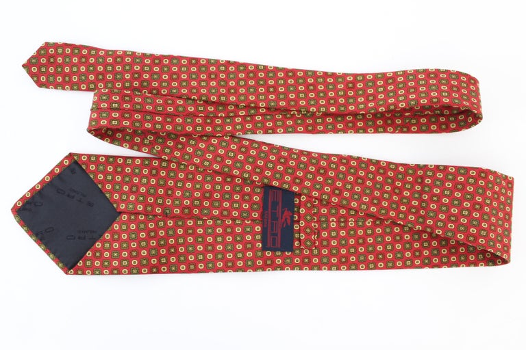 Etro Red Beige Silk Classic Tie For Sale at 1stDibs