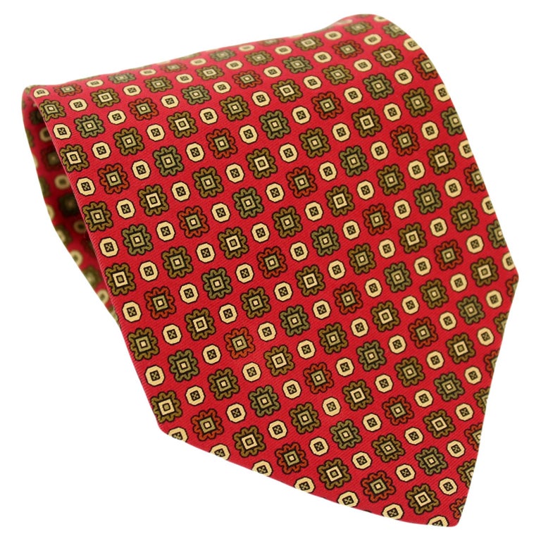 Etro Red Beige Silk Classic Tie For Sale at 1stDibs