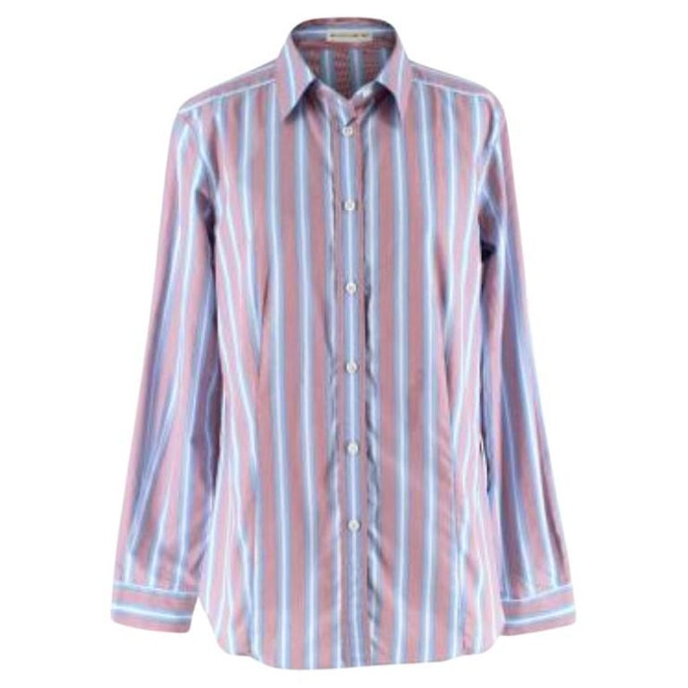 Etro Red and Blue Striped Cotton Long Sleeve Shirt For Sale at 1stDibs