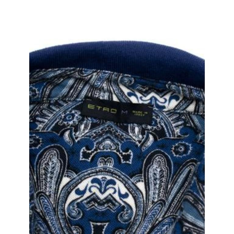 Etro Royal Blue Floral Paisley Cotton Pique Polo Shirt For Sale at 1stDibs