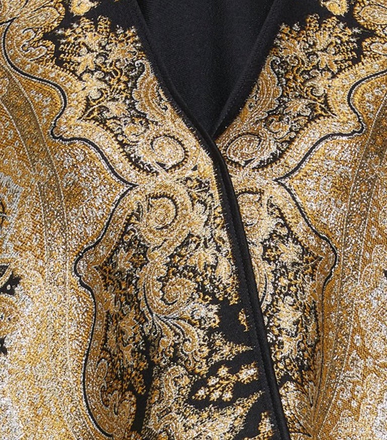 Etro Runway Black and Gold Metallic Paisley Pattern Wool-Blend Jacquard ...