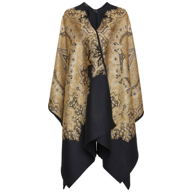 Etro Runway Black and Gold Metallic Paisley Pattern Wool-Blend Jacquard ...