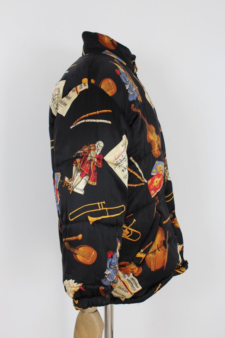 Etro Silk Black Beige Double Face Puffer Jacket 2000s Rare For Sale at ...