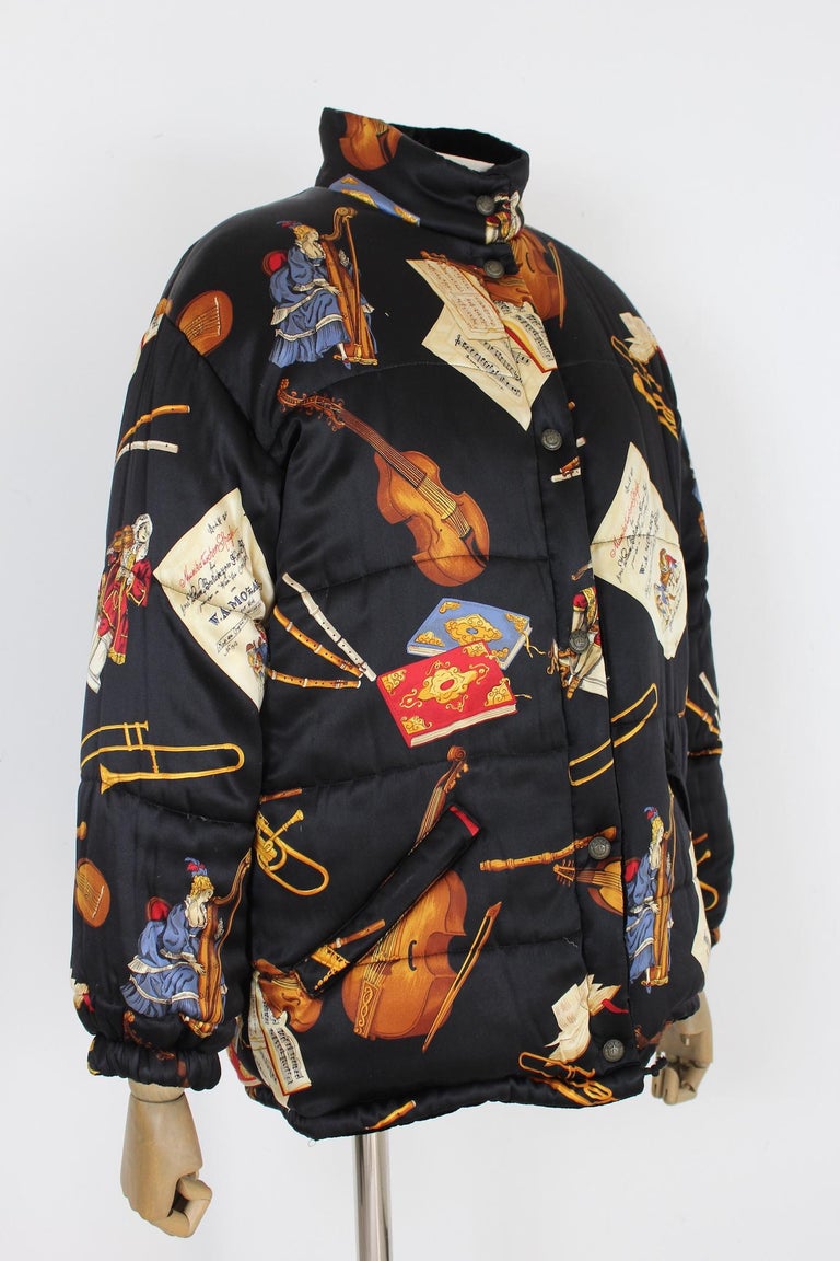 Etro Silk Black Beige Double Face Puffer Jacket 2000s Rare For Sale at ...