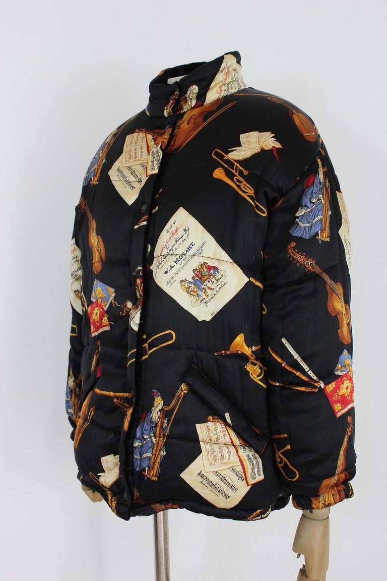 Etro Silk Black Beige Double Face Puffer Jacket 2000s Rare For Sale at ...