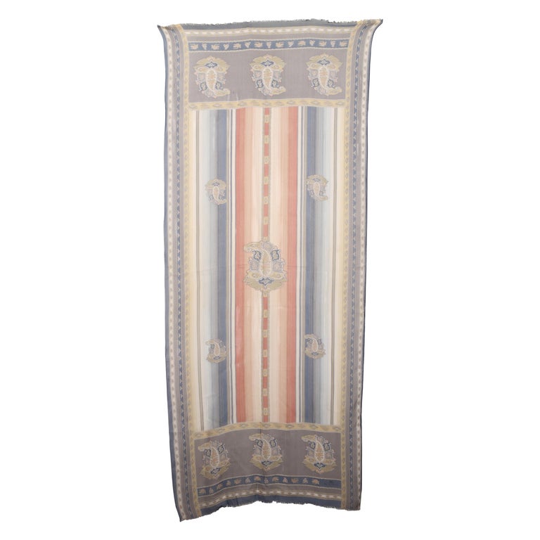 Etro Silk chiffon scarf swirling paisley patterns in pastel blue For ...