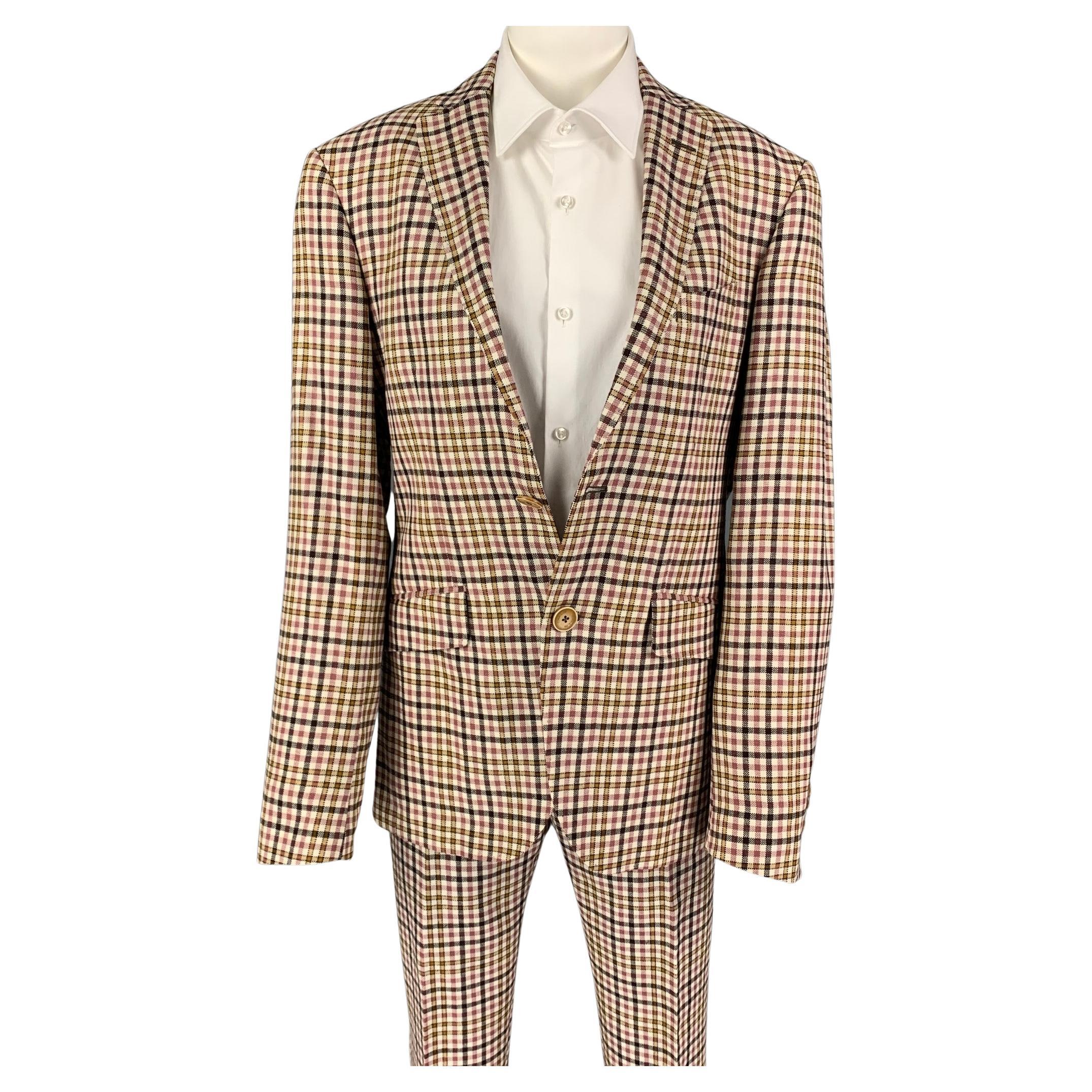 Etro Men's 42 Regular Brown Chalk Stripe Wool Notch Lapel Two Piece ...
