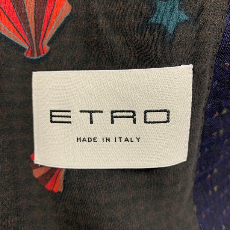 ETRO Size 38 Navy Olive Linen Cotton Single Breasted Slim Fit Suit For Sale at 1stDibs