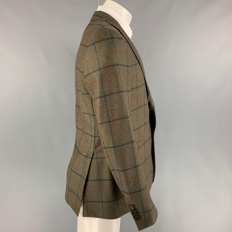 ETRO Size 38 Olive Window Pane Wool Sport Coat For Sale at 1stDibs
