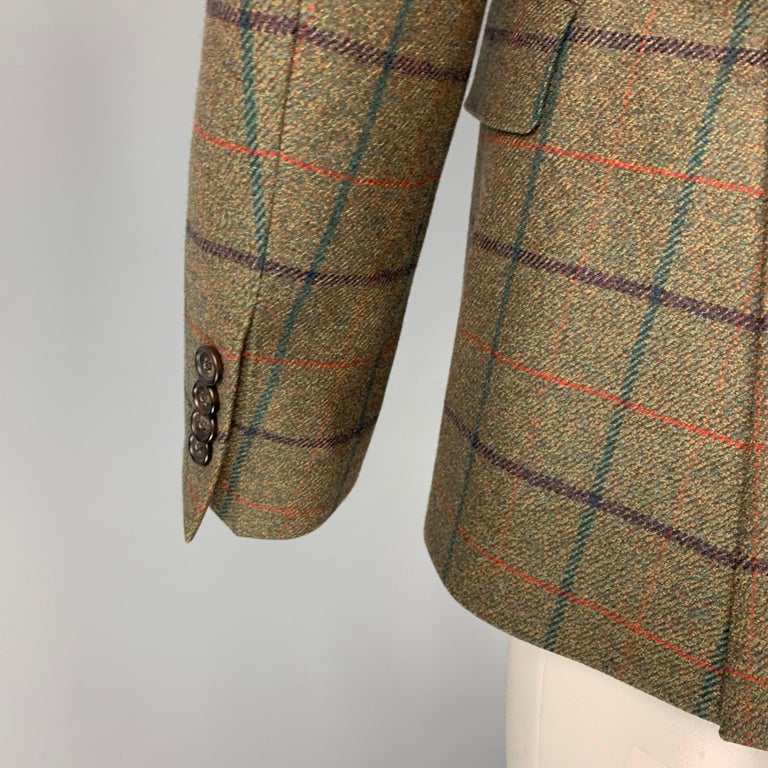 ETRO Size 38 Olive Window Pane Wool Sport Coat For Sale at 1stDibs