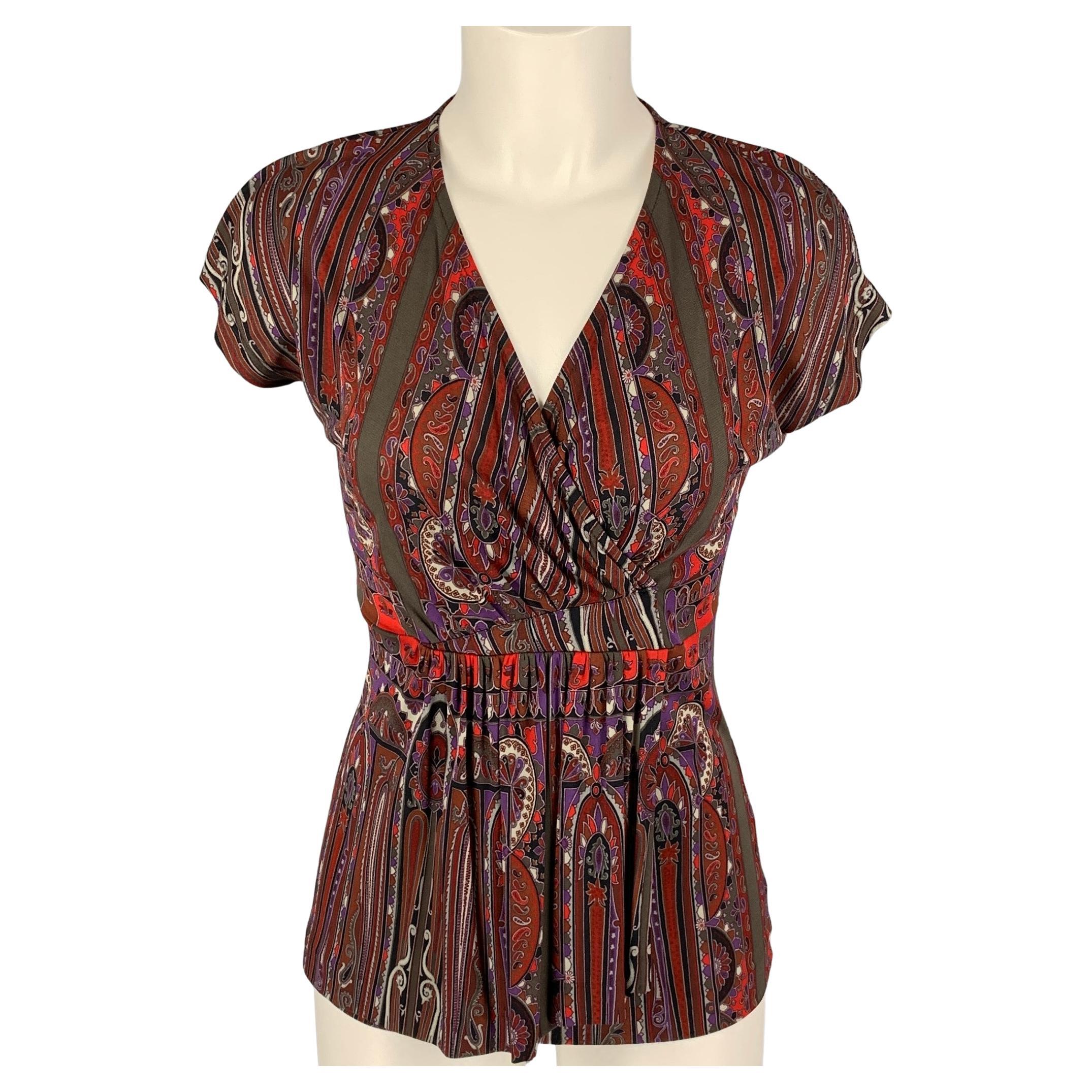 Etro Multi Print Long sleeve Top with Buttons - 44 at 1stDibs