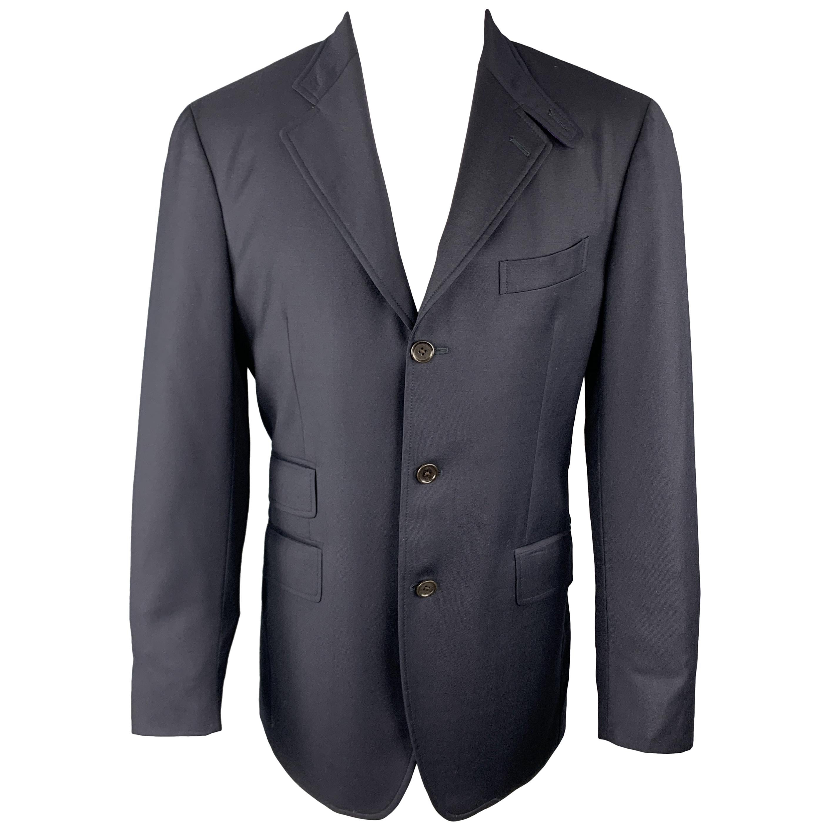 ETRO Size 40 Navy Solid Wool Notch Tab Lapel Sport Coat For Sale at ...
