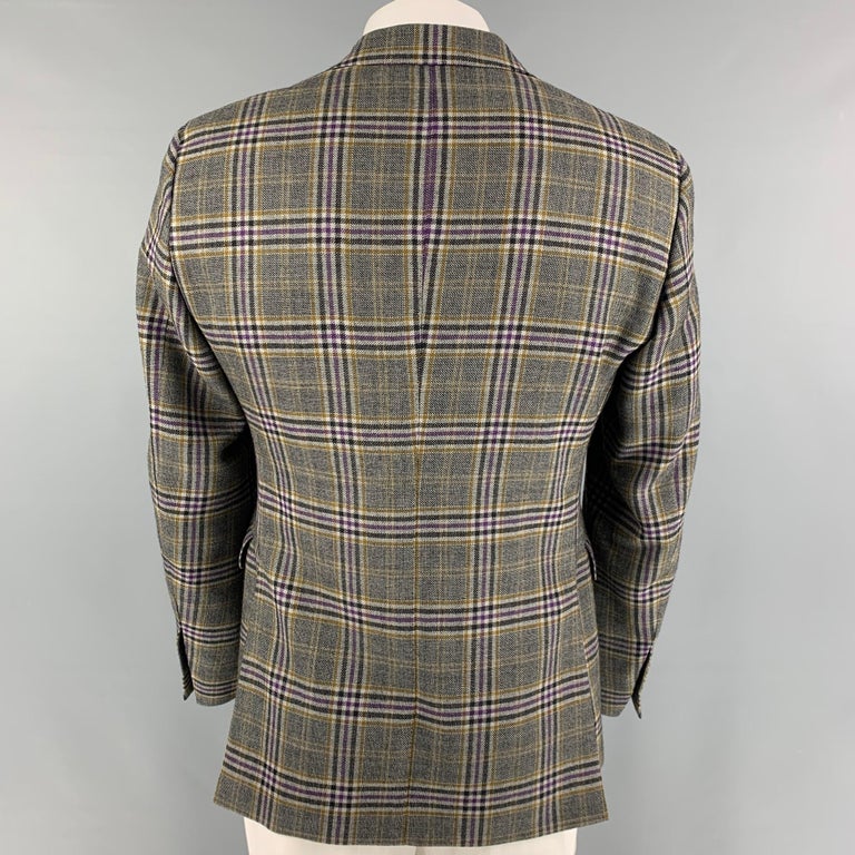 ETRO Size 42 Purple Black Mustard Plaid Wool Single Breasted Sport Coat ...