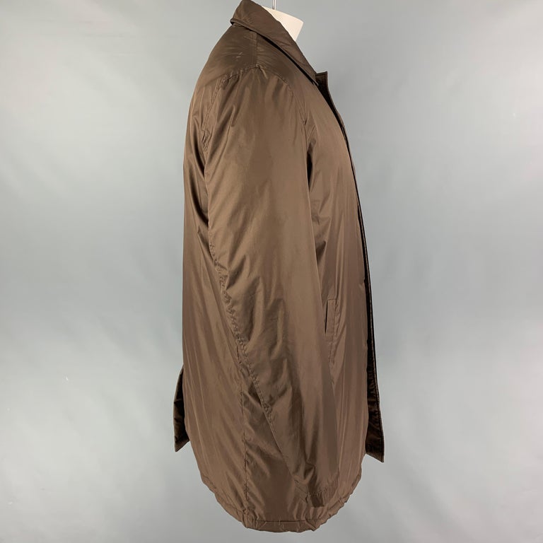 ETRO Size XL Brown Polyester Cotton Hidden Placket Coat For Sale at 1stDibs