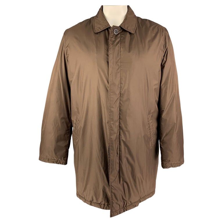 ETRO Size XL Brown Polyester Cotton Hidden Placket Coat For Sale at 1stDibs