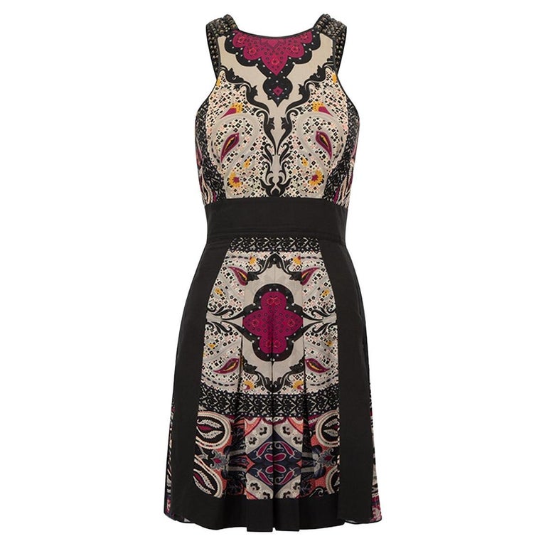 Etro Women's Embellished Cross Strap Printed Mini Dress For Sale at 1stDibs