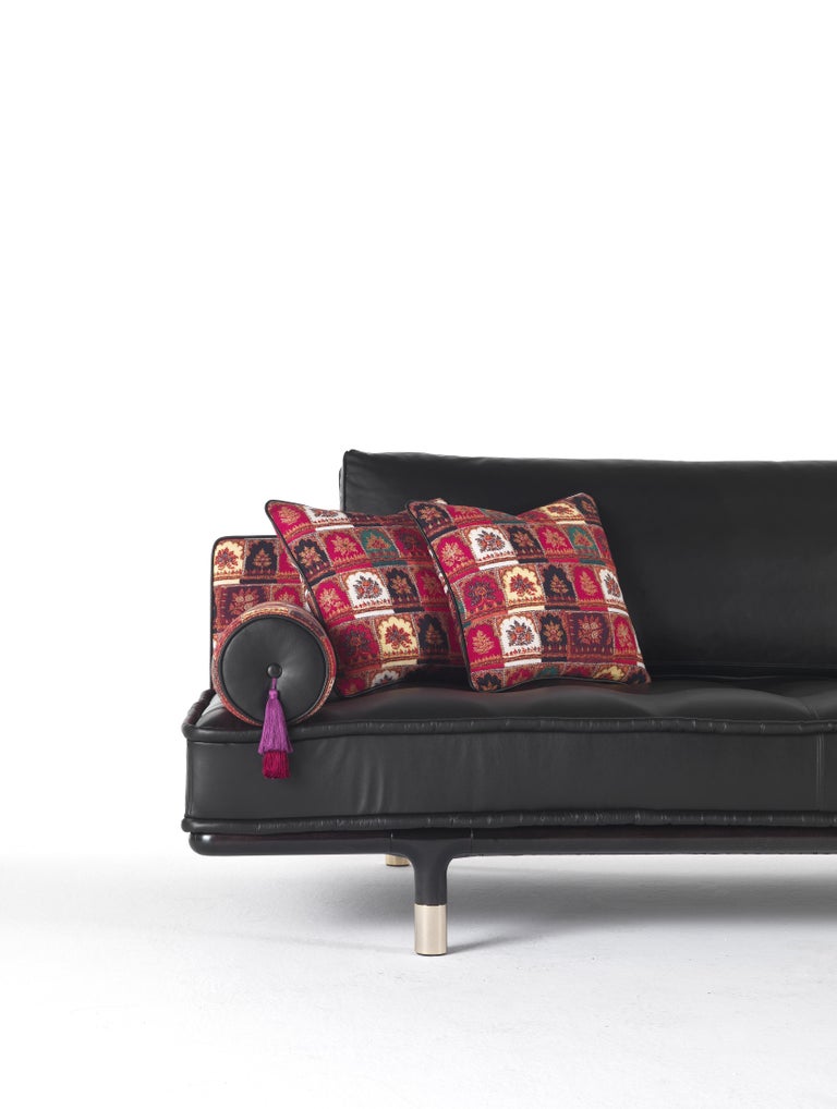 21st Century Woodstock 4-Seater Sofa in Black Leather by Etro Home ...