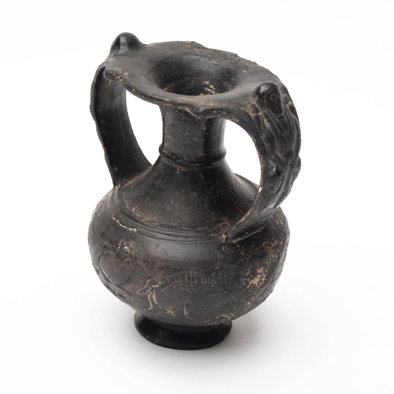 Etruscan "Bucchero" Black Ware Two Handle Vase For Sale at 1stDibs