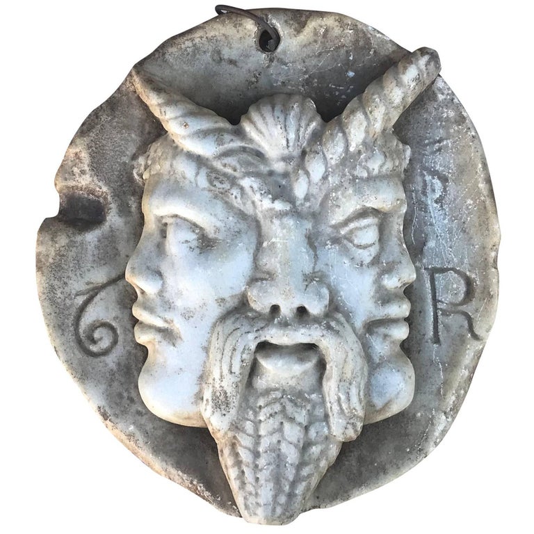 Etruscan Double Faced Theater Mask in Marble at 1stDibs