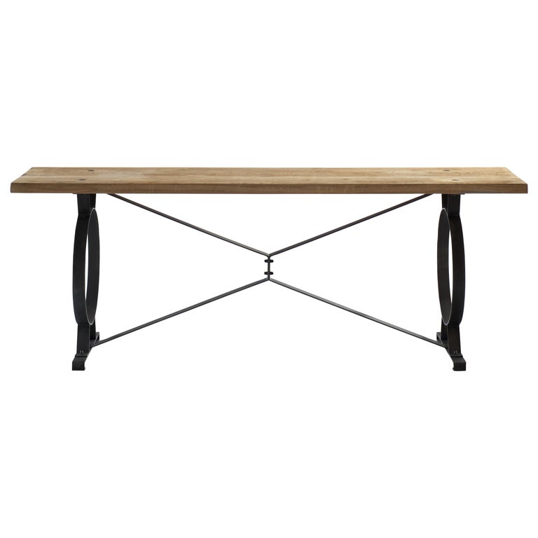 Etruscan Factory Sofa Table-Raw Oak and Ebonized Steel Sofa Table For ...