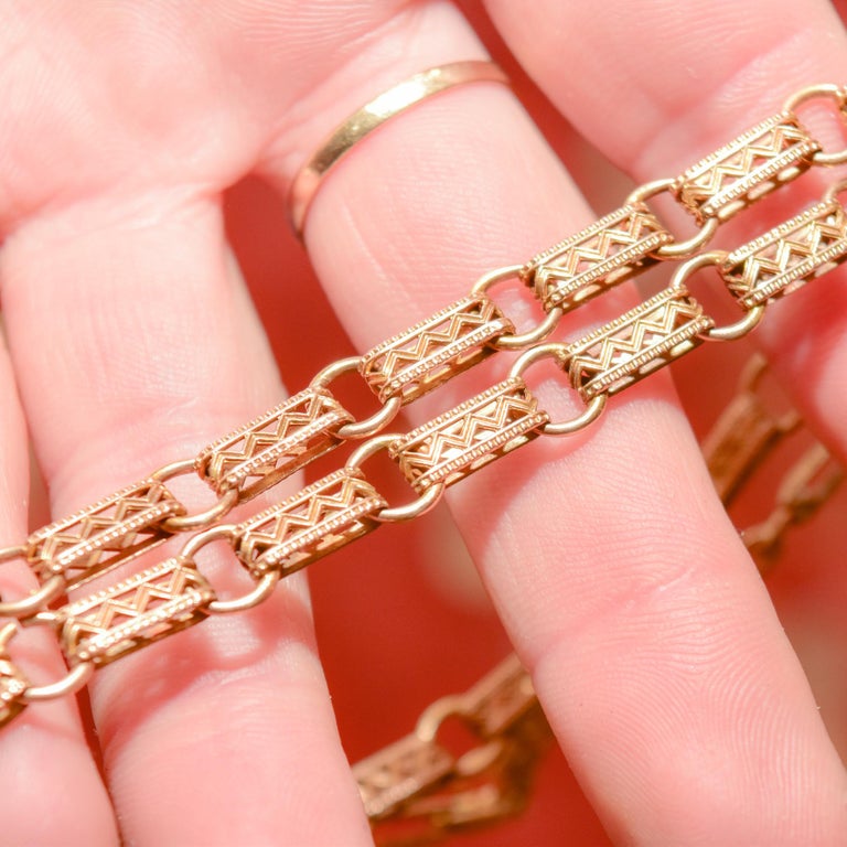 Etruscan Revival 14k Locket Book Chain Necklace For Sale at 1stDibs