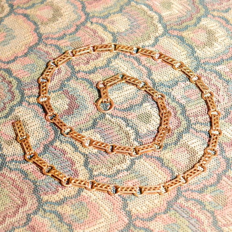 Etruscan Revival 14k Locket Book Chain Necklace For Sale at 1stDibs