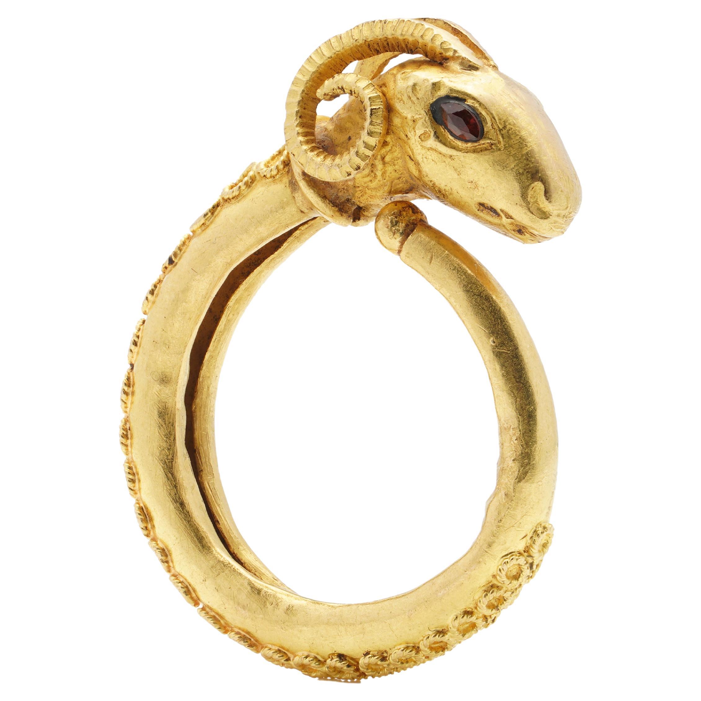 La Triomphe Emerald Diamond Gold Ram's Head Ring at 1stDibs