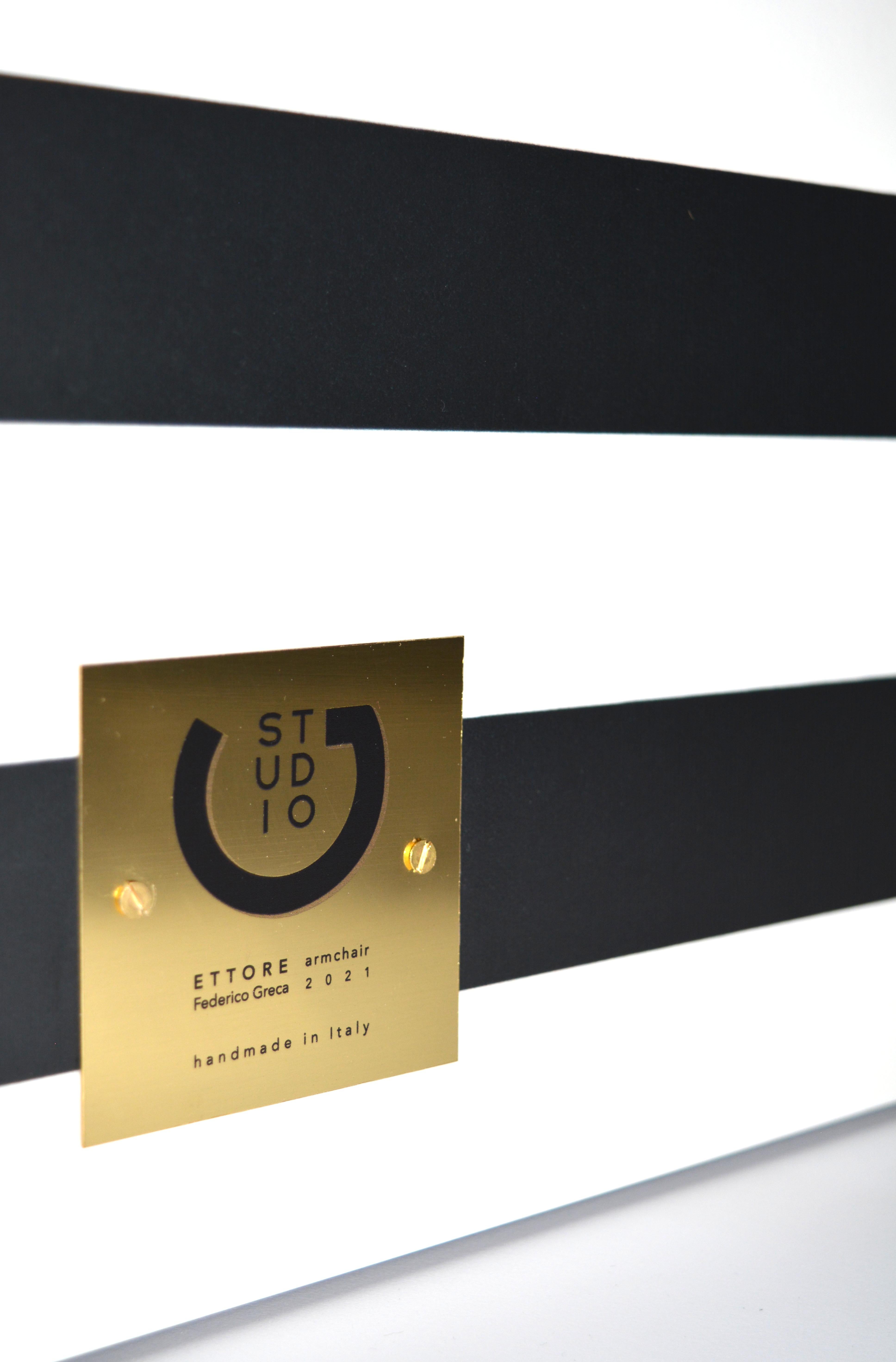 Ettore armchair, 1/25-Memphis tribute, black white, orange croco. Studio Greca For Sale at 1stDibs