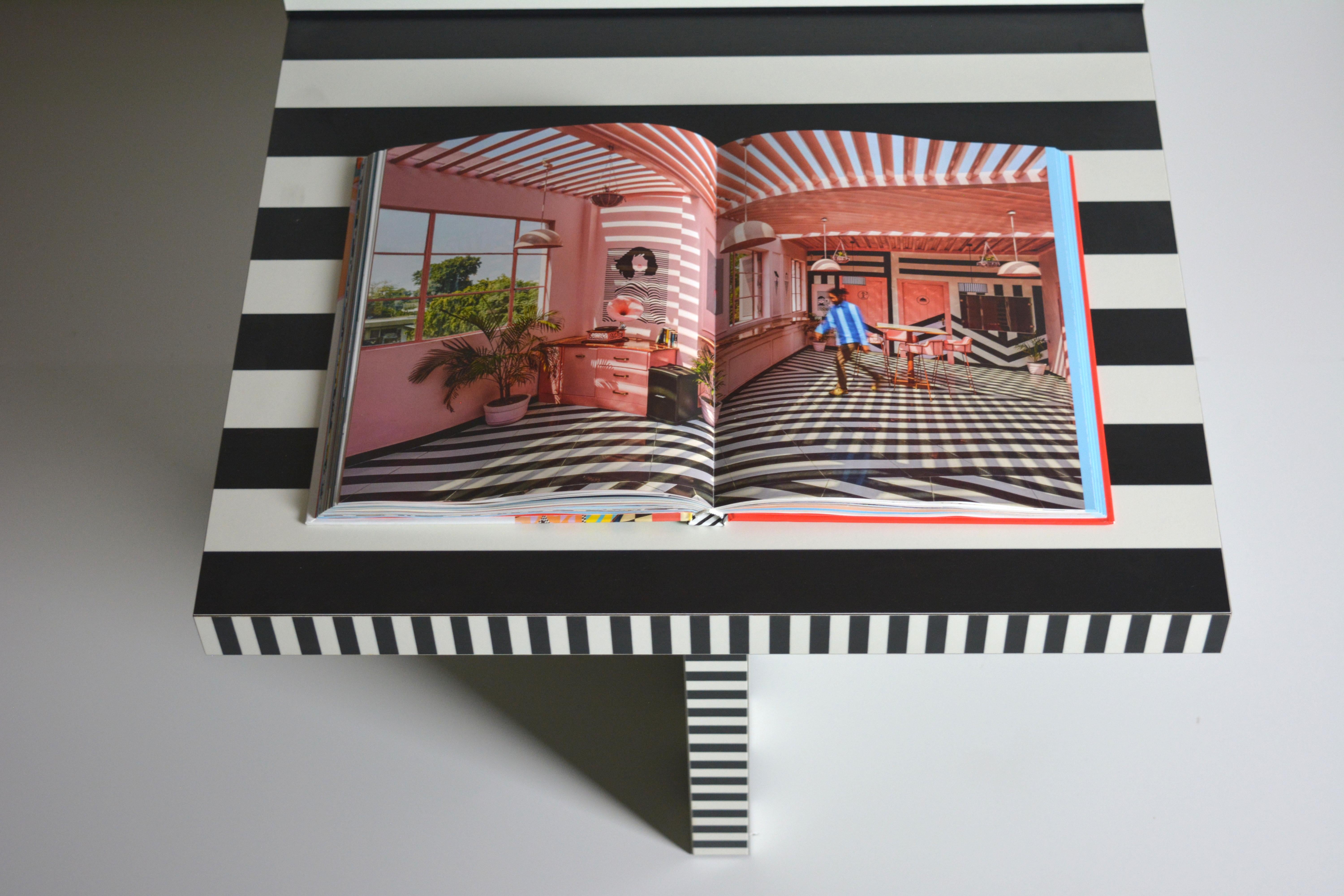 Ettore armchair, 1/25-Memphis tribute, black white, orange croco. Studio Greca For Sale at 1stDibs