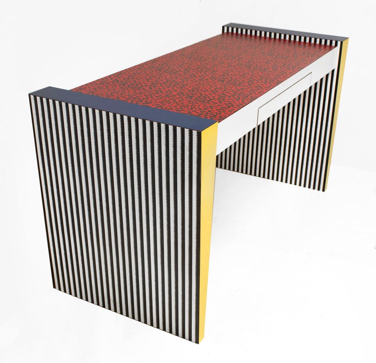 Ettore Sottsass Memphis Desk in "Spugnatto" Red Laminate from Grace ...