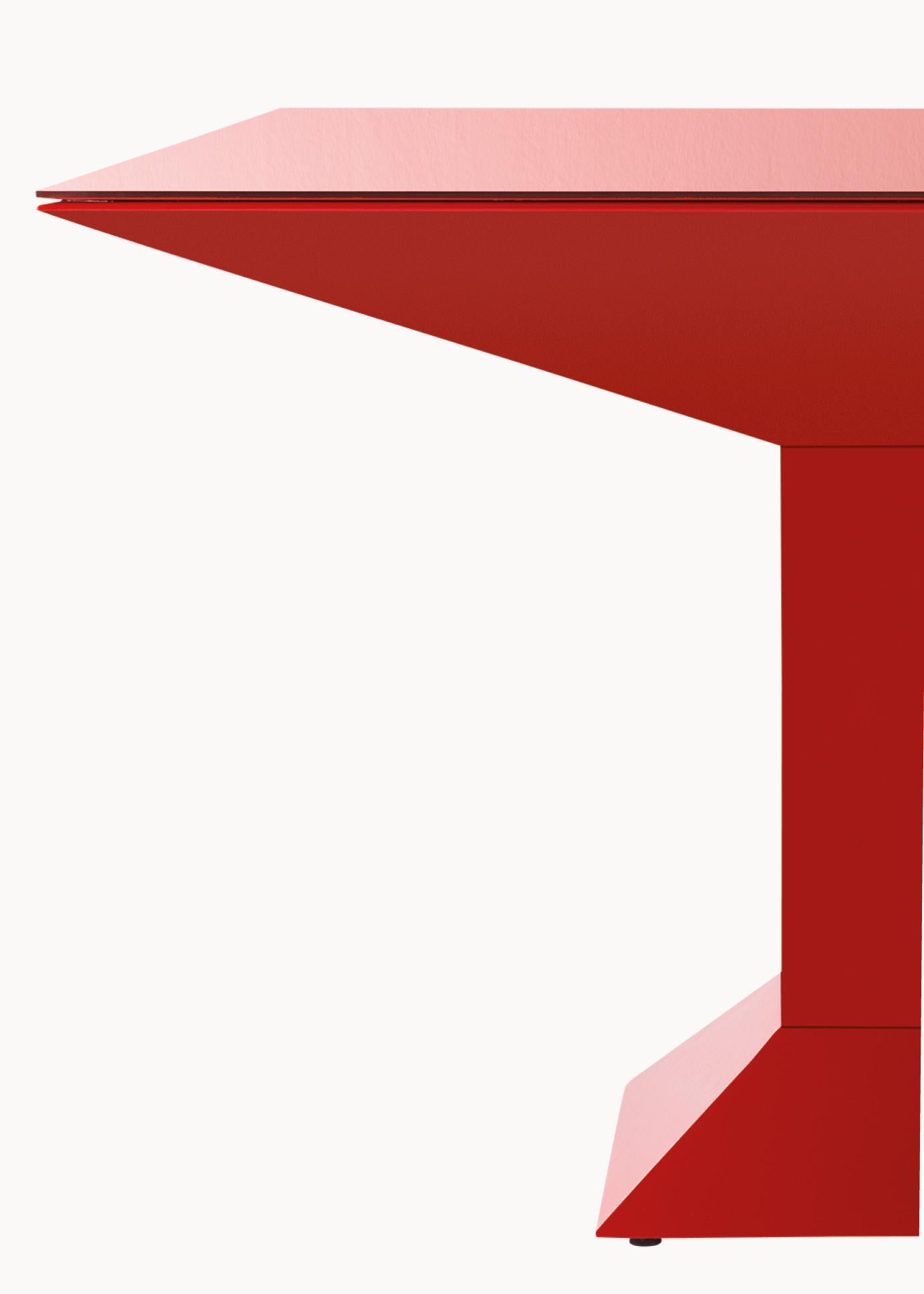 Ettore Sottsass, Mettsass Table, Red, Glass Top, Spain, Contemporary For Sale at 1stDibs